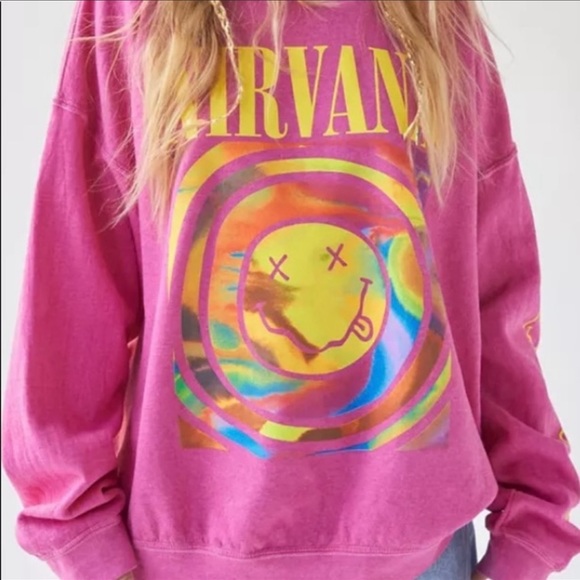 NIRVANA | Sweaters | Nirvana Smile Overdyed Sweatshirt | Poshmark